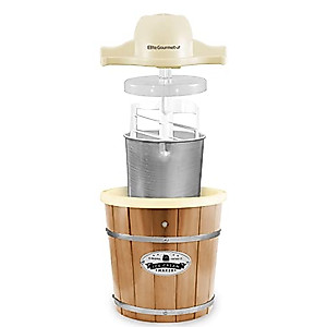 Elite Gourmet EIM-924L# 4 Quart Electric Motorized Ice Cream Maker Ice & Rock Salt, 4Qt. Freezing Canister, Creamy Ice Cream, Gelato, Frozen Yogurt, or Sorbet, Recipe Booklet, Pine