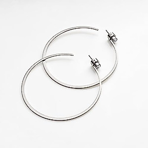Michael Kors Stainless Steel and Cubic Zirconia Whisper Hoop Earrings for Women, Color: Silver (Model: MKJ6000040)