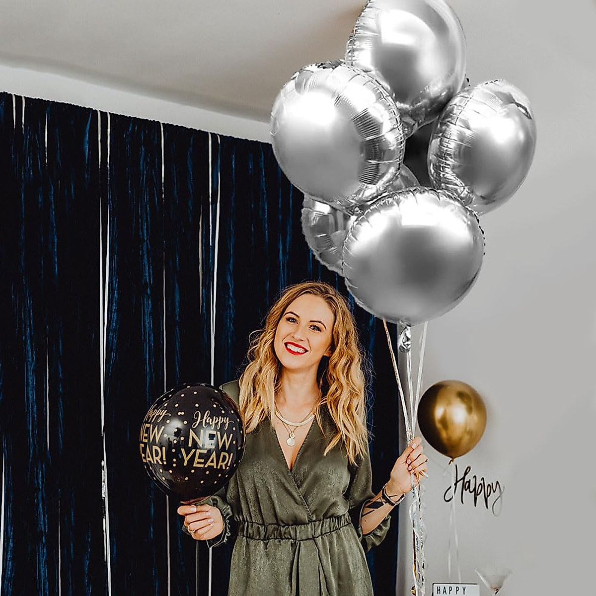 Siticoto 18" Silver Round Shaped Foil Balloons Mylar Helium Balloons for Bridal Shower Engagement Birthday Party Pack of 20