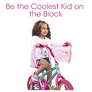 Girl’s Bicycle Decorations Set - Fun Bicycle Decor w/Beads, Rear View Mirror, Mounted Water Bottle, Handlebar Streamers & Basket - Complete Bike Decoration for Kids