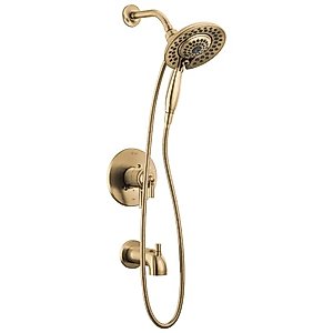 Delta Faucet Saylor 17 Series Gold Tub and Shower Faucet Combo with In2ition 2-in-1 Shower Head with Handheld Spray, Bathtub Faucet Set, Tub Faucet, Champagne Bronze T17435-CZ-I (Valve Not Included)