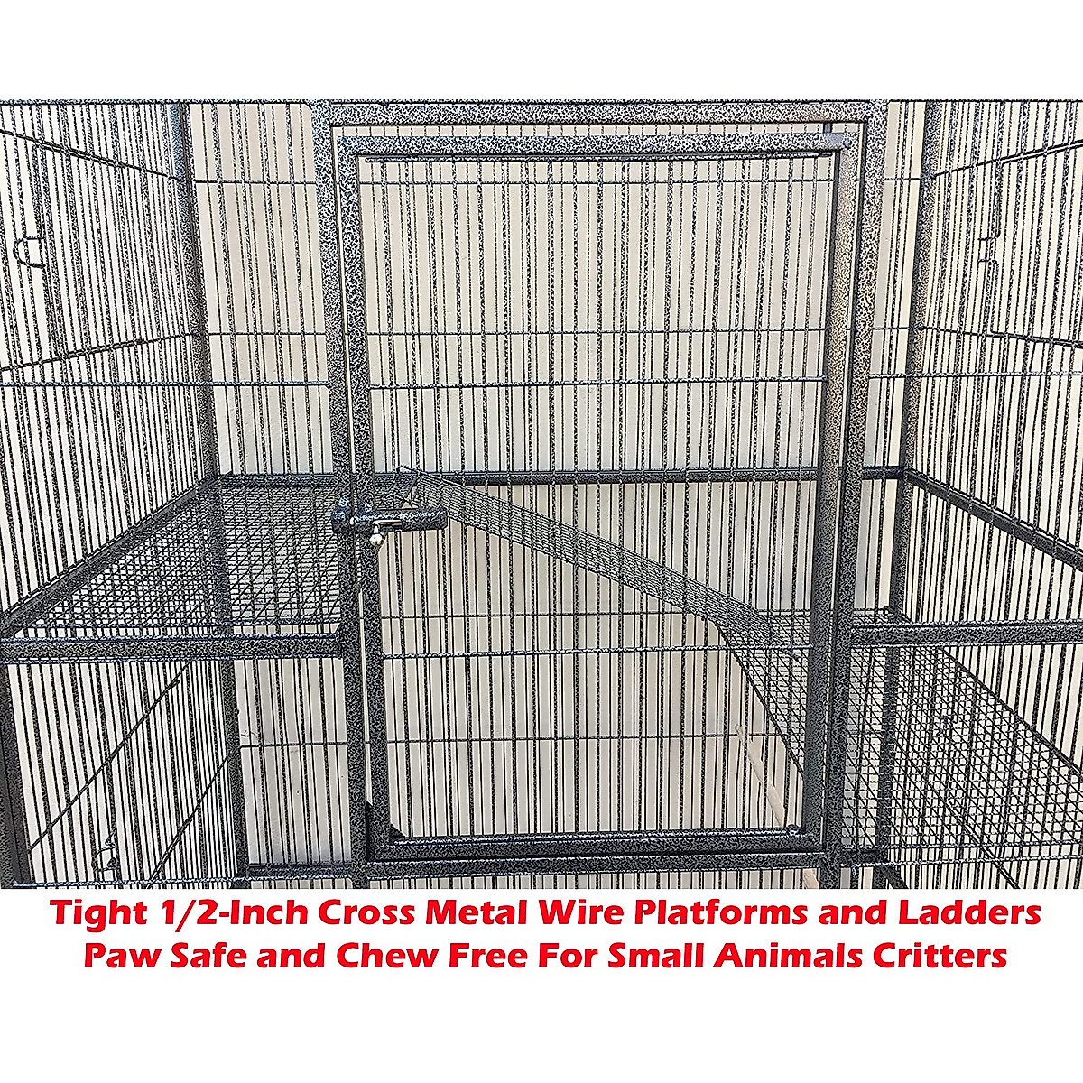 Extra Large Wrought Iron 5-Tiers Chew-Proof Ferret Squirrel Chinchilla Sugar Glider Critter Animal Home Metal Cage Easy Clean Pull Out Tray with Removable Rolling Stand