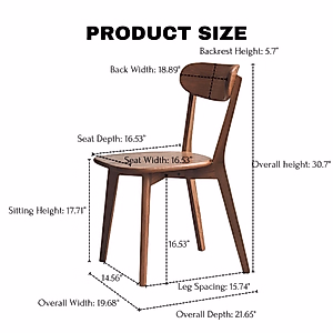 Wayshome 100% Solid Oak Wood Dining Chairs - Kitchen Chairs Set of 4,Study Chair Modern Classic Design for Elevated Living (walnut-4)