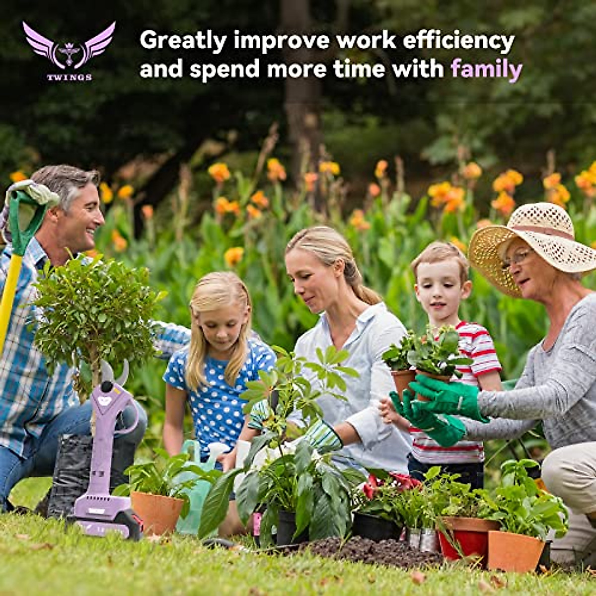 Electric Pruning Shears, Battery Powered Tree Pruner with 2 pack 2Ah Lithium Batteries, Cordless Electric Tree Pruning with Brushless Motor- 30MM (1.2 inch) Max Cutting Diameter and purple (HZTW003)