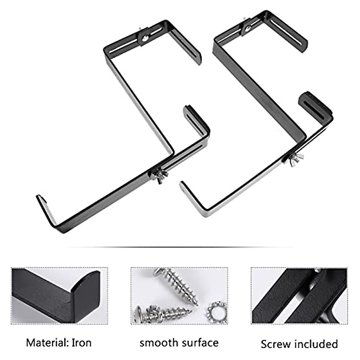 Happyyami 2Pcs Adjustable Railing Hook Balcony Window Planter Box Hanging Planters for Patio Rail Planters Bird Feeder Hangers for Outside Wrought Iron Fence