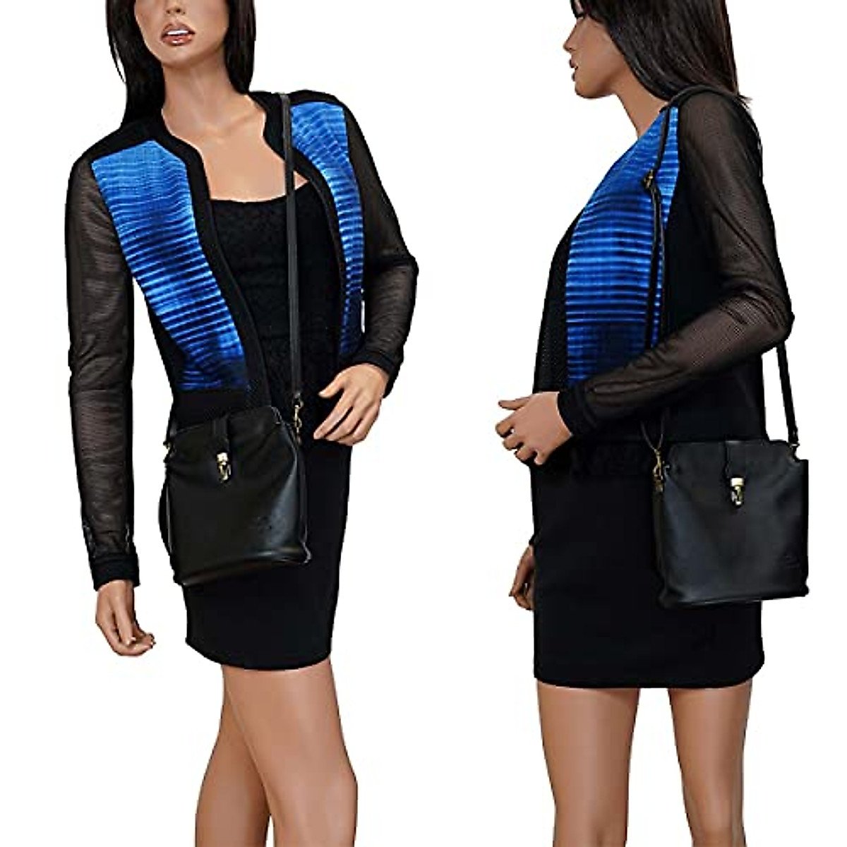 Fioretta Italian Genuine Leather Crossbody Bag Shoulder Bag Purse Snap Closure For Women - Black