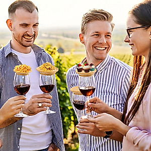 Generic 4 Pcs Wine Glass Charcuterie Topper, Wine Glass Charcuterie Board Topper, Bamboo Wine Glass Topper, Wine Glass Charcuterie Holder for Family Gatherings Party, Medium, Light Brown