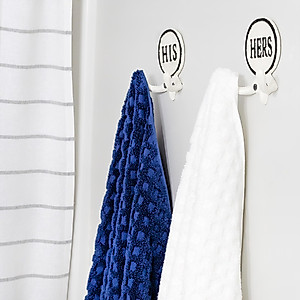 AuldHome Design His and Hers Towel Hooks (Set of 2); Cast Iron Rustic Farmhouse Decor Door Wall Hangers