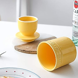 KOOV Ceramic Butter Crock, Butter Keeper for Counter, French Butter Dish Big Capacity (Yellow)