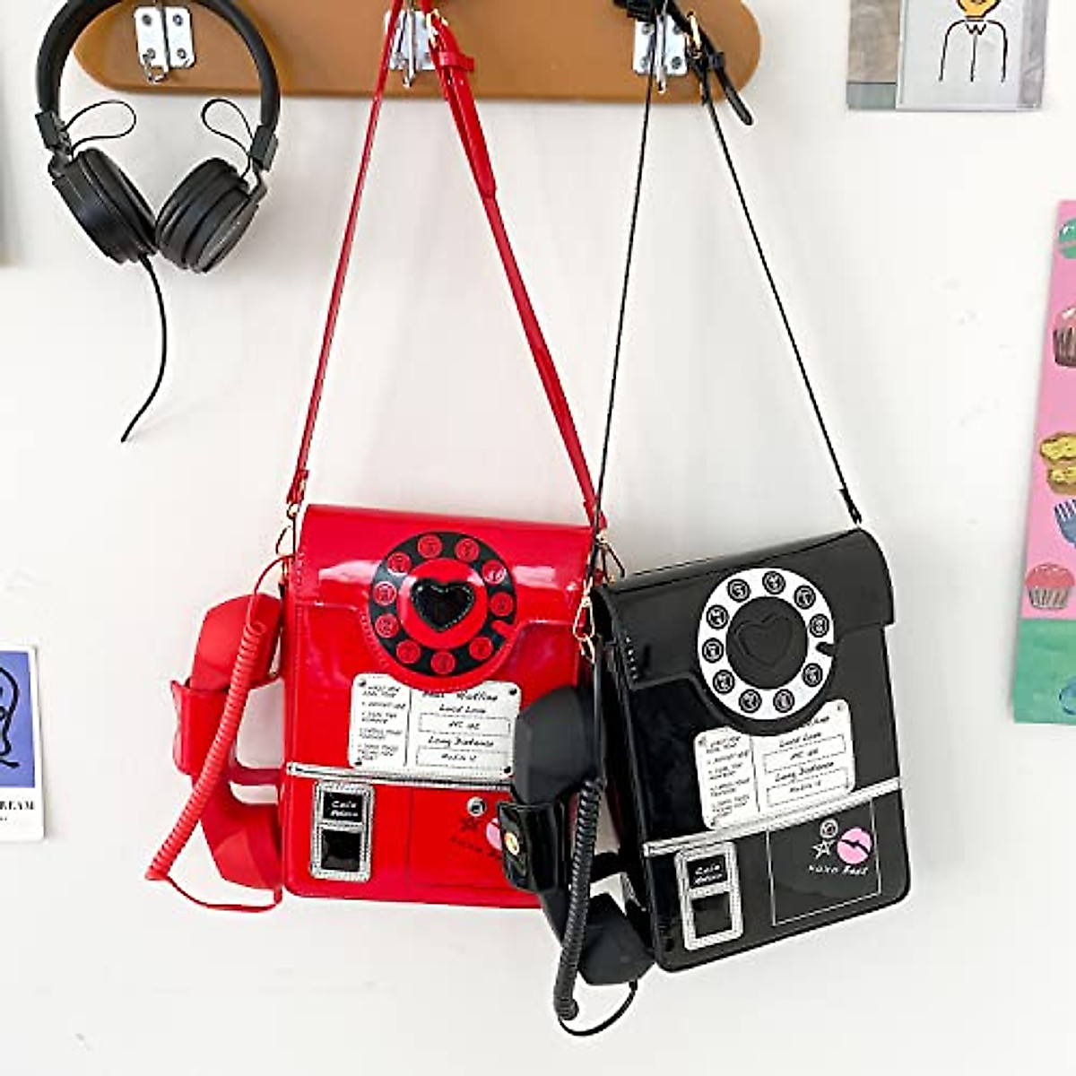 Fashion Crossbody Purse for Women, PU Leather Fun Shoulder Bag/Telephone Bag Personality Creative Bag Ladies Girls Tote Bag for Travel Photo (Red)