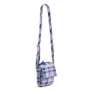 Vera Bradley Small Crossbody Purse, Amethyst Plaid-Recycled Cotton
