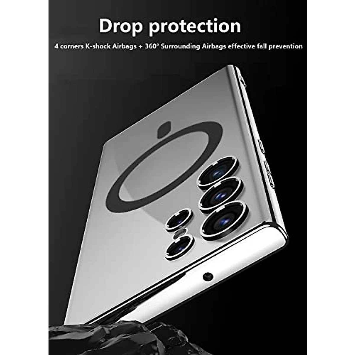 LZGHOYF Galaxy S23 Ultra Case, Clear Case for Samsung Galaxy S23 Ultra Built-in Camera Lens Protector Magnetic Case Compatible with MagSafe Elegant Protection Case Cover - Gold