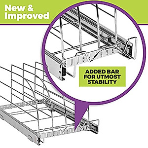 HOLDN’ STORAGE Pull Out Organizer for Cookie Sheet, Cutting Board, Bakeware, and Tray, Heavy Duty-5 Year Limited Warranty- for Kitchen Pantry Cabinets, 12.5”W x 21”D x 11 1/2" H, Chrome