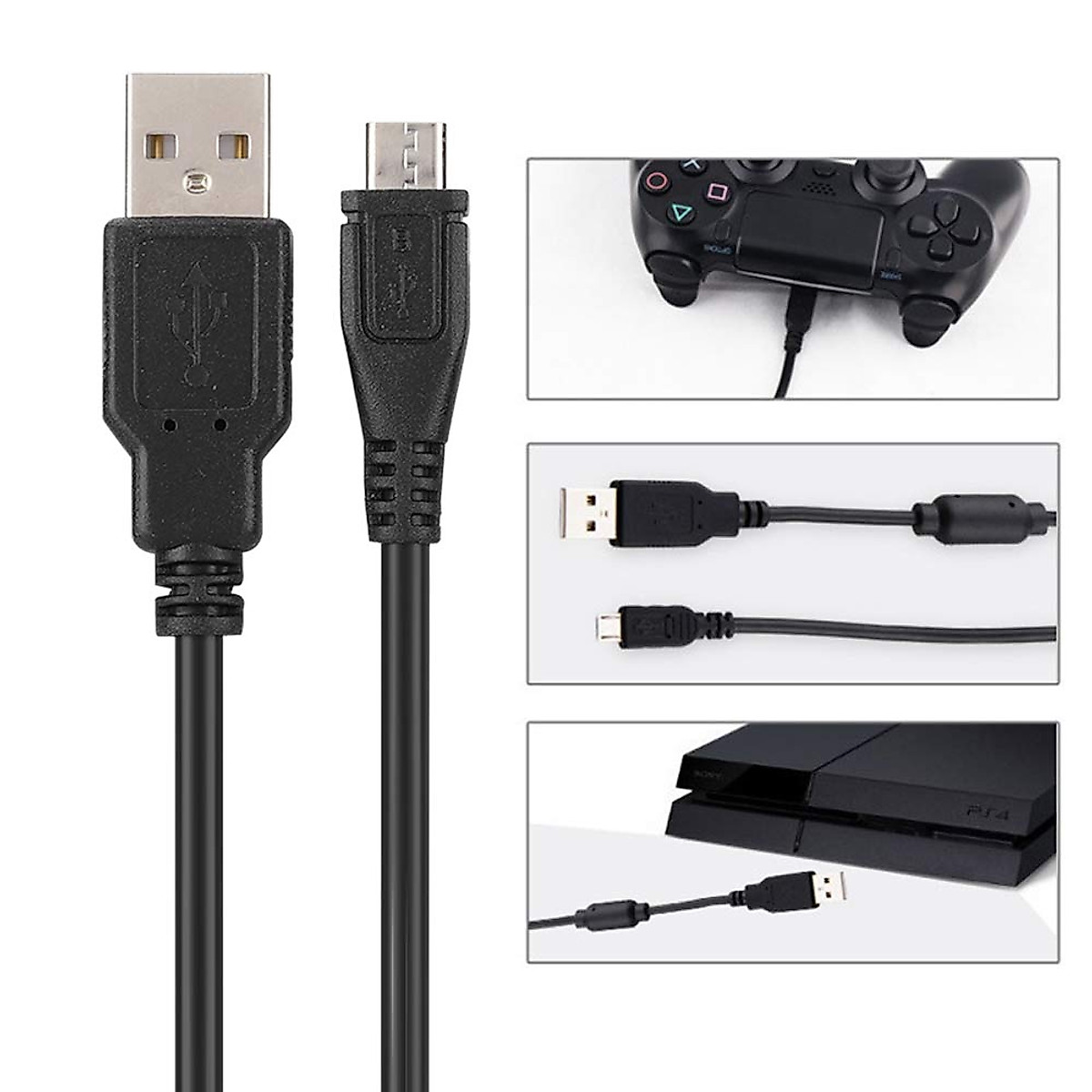 Tosuny 1.8M Micro USB Cable, Charger Cable Cord with Magnet Ring for PS4 / Slim/Pro Controller Gamepad