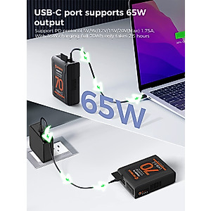 V Mount Battery, 70wh 4600mAh Moman Power 70 V-Lock Battery 14.4V with D-TAP USB-C Outputs for BMPCC 4k 6k Camcorders Cameras LED Lights, V-Mount-Battery-Dtap-Mini