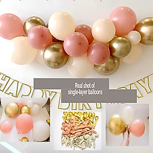 156pcs Dusty Pink Sand White Gold Balloon Garland Kit Arch, 5''/12''/18'' Different Sizes Retro Dusty Rose Blush Latex Balloons For Wedding Engagement Baby&Bridal Shower Birthday Party Decoration