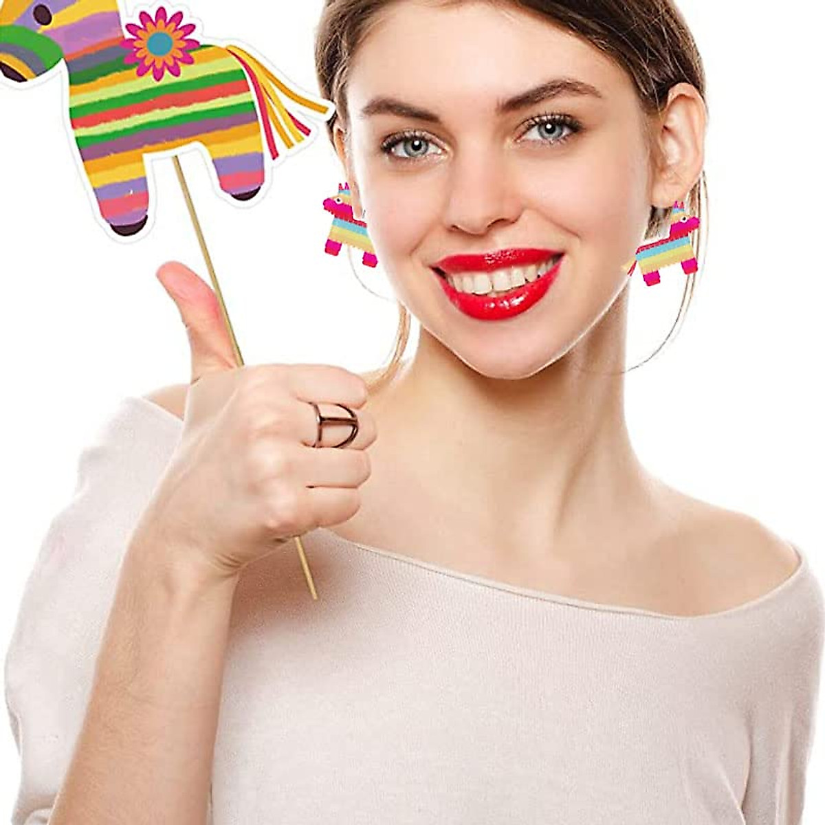 Dreuyet 7 Pairs Cinco De Mayo Earrings for Women Mexican Themed Acrylic Earrings Funny Fiesta Pepper racket Rainbow Horse Hat Earrings Mexican Festival Jewelry Gifts (Cinco De Mayo Earrings)