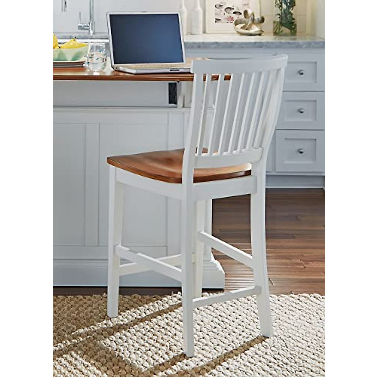 Americana White & Distressed Oak bar Stool, 24", by Home Styles