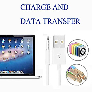 Amicable USB Date Cable Replacement for iPod Shuffle Charger Cable,(2-Pack) 3.5mm Jack/Plug to USB Power Charger Sync Data Transfer Cable for iPod Shuffle 3rd 4th 5th /6/7 Gen MP3