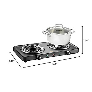 Salton HP1941 Electric Cooktop, 2.9"x10.6", Black