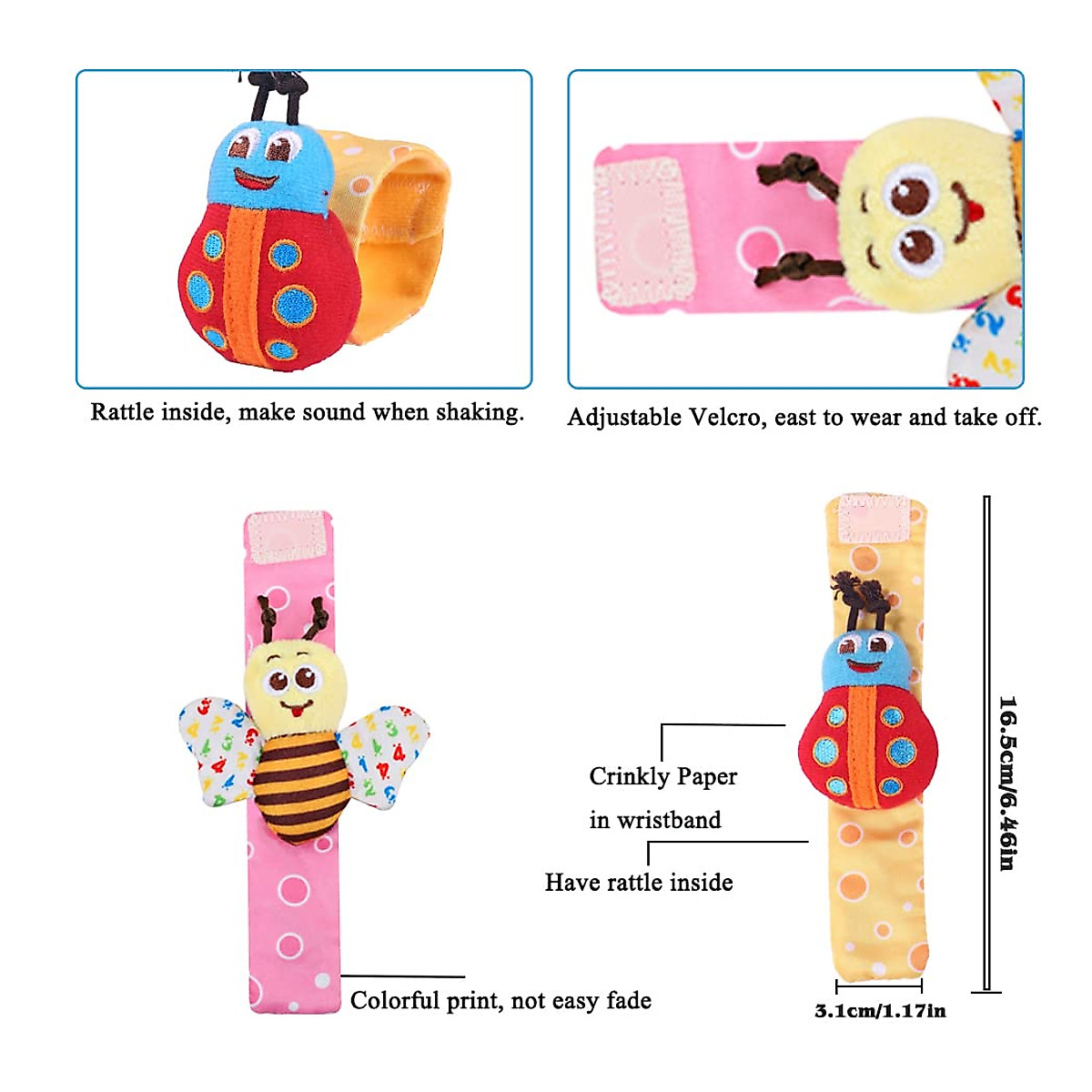 Baby Rattles Toys 0-3-6-12 Months, Wrist Rattles & Foot Rattle Socks Toy for Babies, Soft Newborn Toys for Infant Boy or Girl