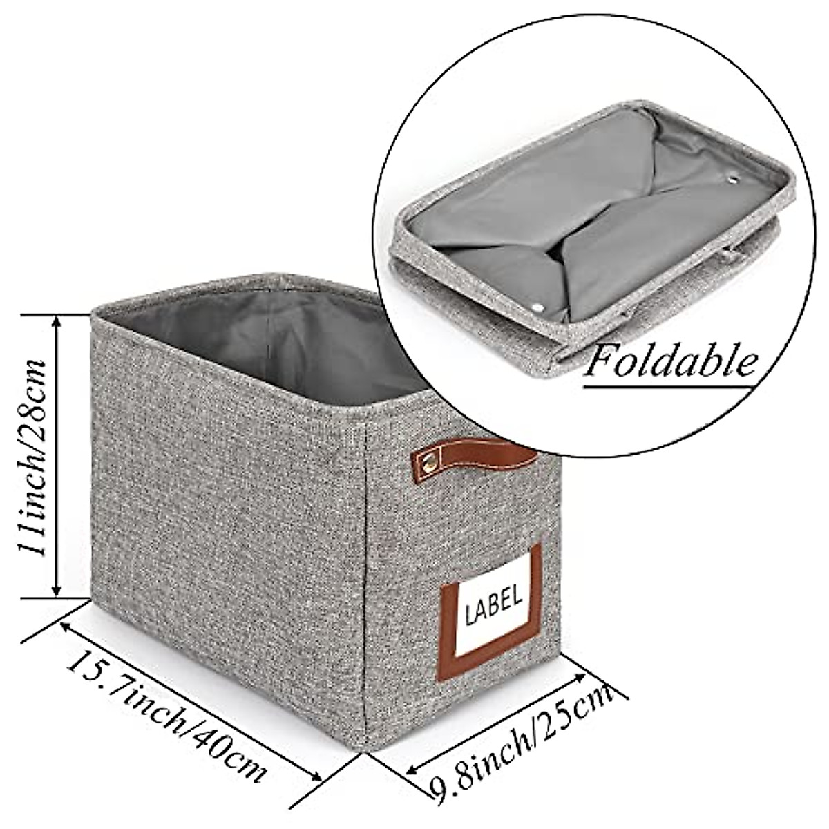 homwarmy Set of 3 Large Storage Baskets Clothes Organizing Baskets for Shelves Storage Bins with Labels, 15.7 x 11 x 9.8'' Collapsible Rectangular Linen Storage Baskets for Kids & Dog Toys