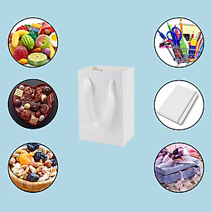 HUAPRINT White Paper Bags,White Gift Bags,Shopping Bags with Handles,30 Pack Small Gift Bags 5.25x3.75x8inch,Retail Bags,Party Favor Bags,Merchandise Business Bags,Wedding Bags