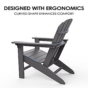 OTSUN Adirondack Chair, Large Lawn Chairs with 350 Lbs Weight Capacity, HDPE Outdoor Chairs Weather Resistant for Patio, Porch, Garden, Swimming Pool, Deck, Gray