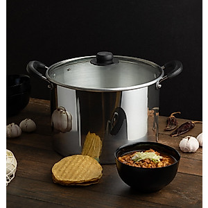 Vasconia Stock Pot with Glass Lid – Heat Resistant up to 390°F Aluminum Large Stock Pot for Pasta, Seafood, Gumbo, Tamales Soup Pot – Hand-Wash Only Kitchen Set - 13-QT Stove Tops Big Cooking Pot