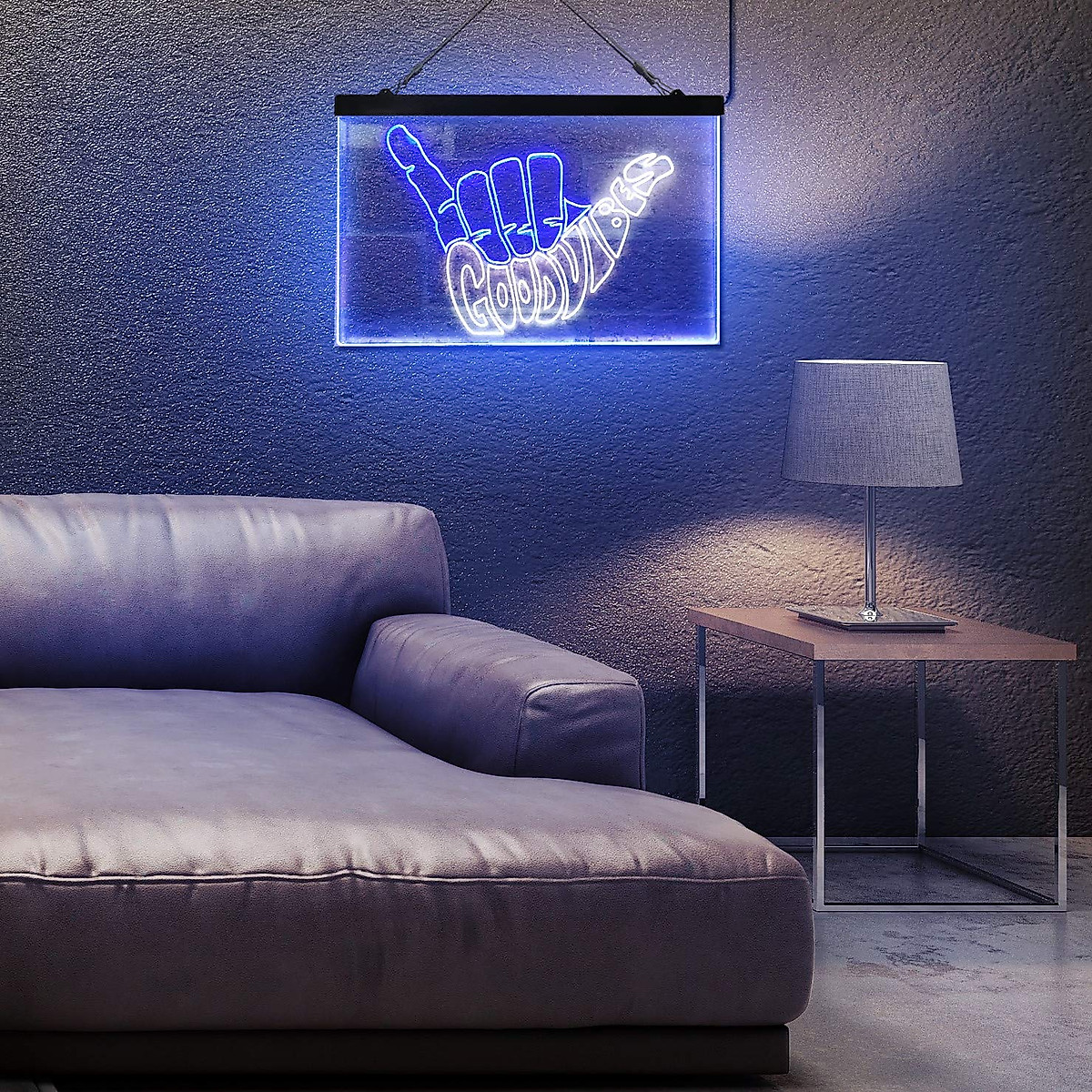 ADVPRO Good Vibes Only Hand Party Decoration Dual Color LED Neon Sign White & Blue 16" x 12" st6s43-i1076-wb