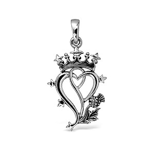 WithLoveSilver 925 Sterling Silver Classic Scottish Style Heart Crown Luckenbooth and Thistle Pendant