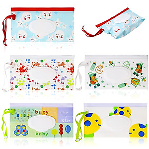 Sc0nni 5 Pack Baby Wipes Container, Reusable Portable Wet Wipe Pouch,Wipe Dispenser Container,Baby Travel Wet Wipe Holder