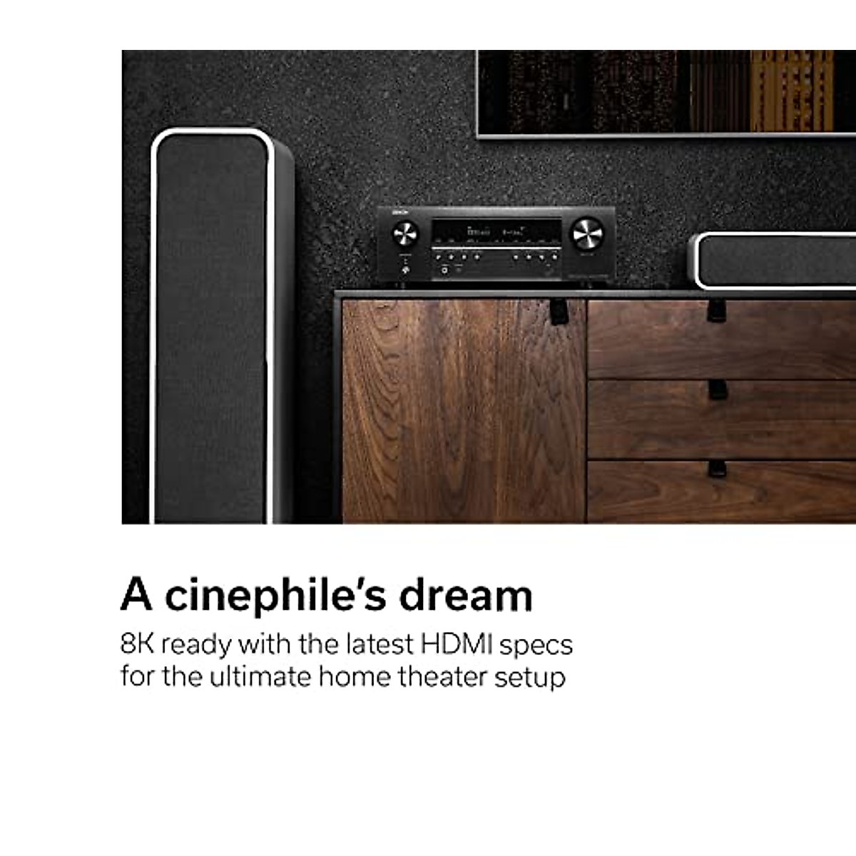 Denon AVR-S760H 7.2 Ch AVR - 75 W/Ch (2021 Model), Advanced 8K Upscaling, Dolby Atmos Height Virtualization, DTS Virtual:X & More, Wireless Streaming, Built-in HEOS, Amazon Alexa Voice Control