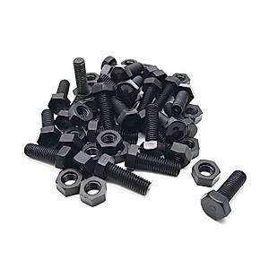 M8 Hex Bolt,24Pair,Susenya Bolt Hex Nut M8x25mm Thread 1/3" Black Nylon