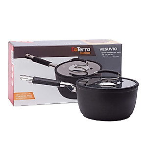 Vesuvio Ceramic Coated Nonstick Cookware, 3-Pack Bundle: Frying Pan, 9.5 Inch | 3 Quart Nonstick Sauce Pan with Oven Safe Glass Lid | 5 Quart Dutch Oven Stock Pot with Oven Safe Glass Lid