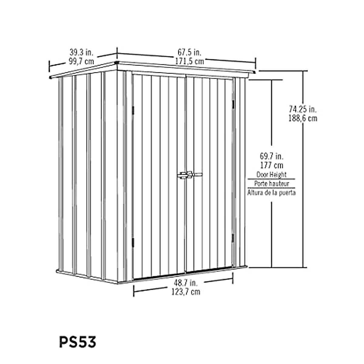Arrow Shed Designed 5' x 3' x 6' Compact Outdoor Metal Backyard, Patio, and Garden Shed Kit, Flute Gray and Anthracite