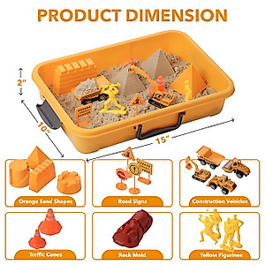 BUILD ME Construction Sandbox Toys for Kids with 2 lbs Play Sund, Bulldozer, and Figures -Tractor Sand Playset - Children Toys 3-5 Boys, Farm Sand Play Set, Indoor Sand Toy, Mini Construction Toys