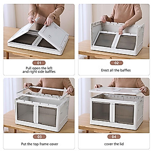 Juoe 1Pc Storage Bins with Lids,Plastic Stackable Storage Bins Open Front/Side/Top,Collapsible Storage Cabinet with Wheels for Closet Shelf,Room,Bedroom,Office,Home,Dorm,Toy