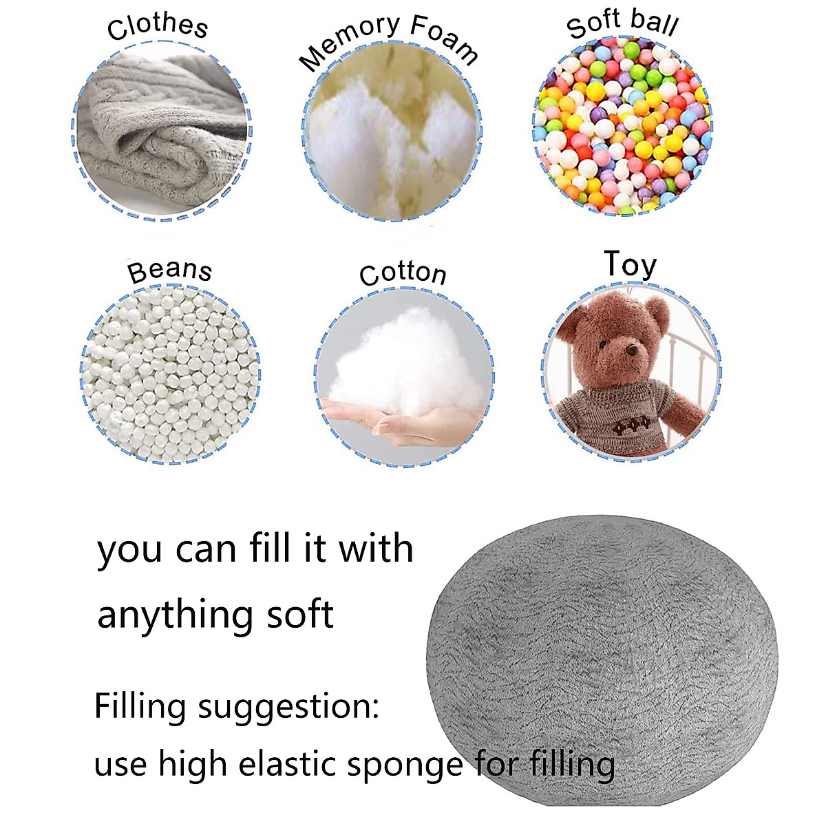 cjc Giant Fur Bean Bag Chair Cover for Kids Adults, (No Filler) Living Room Furniture Big Round Soft Fluffy Faux Fur Beanbag Lazy Sofa Bed Cover,Snow White,6FT 150 * 75cm