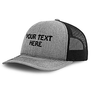 Richardson Mesh Trucker Hat Custom Personalized Text Polyester Baseball Cap Snapback Heather Grey Black