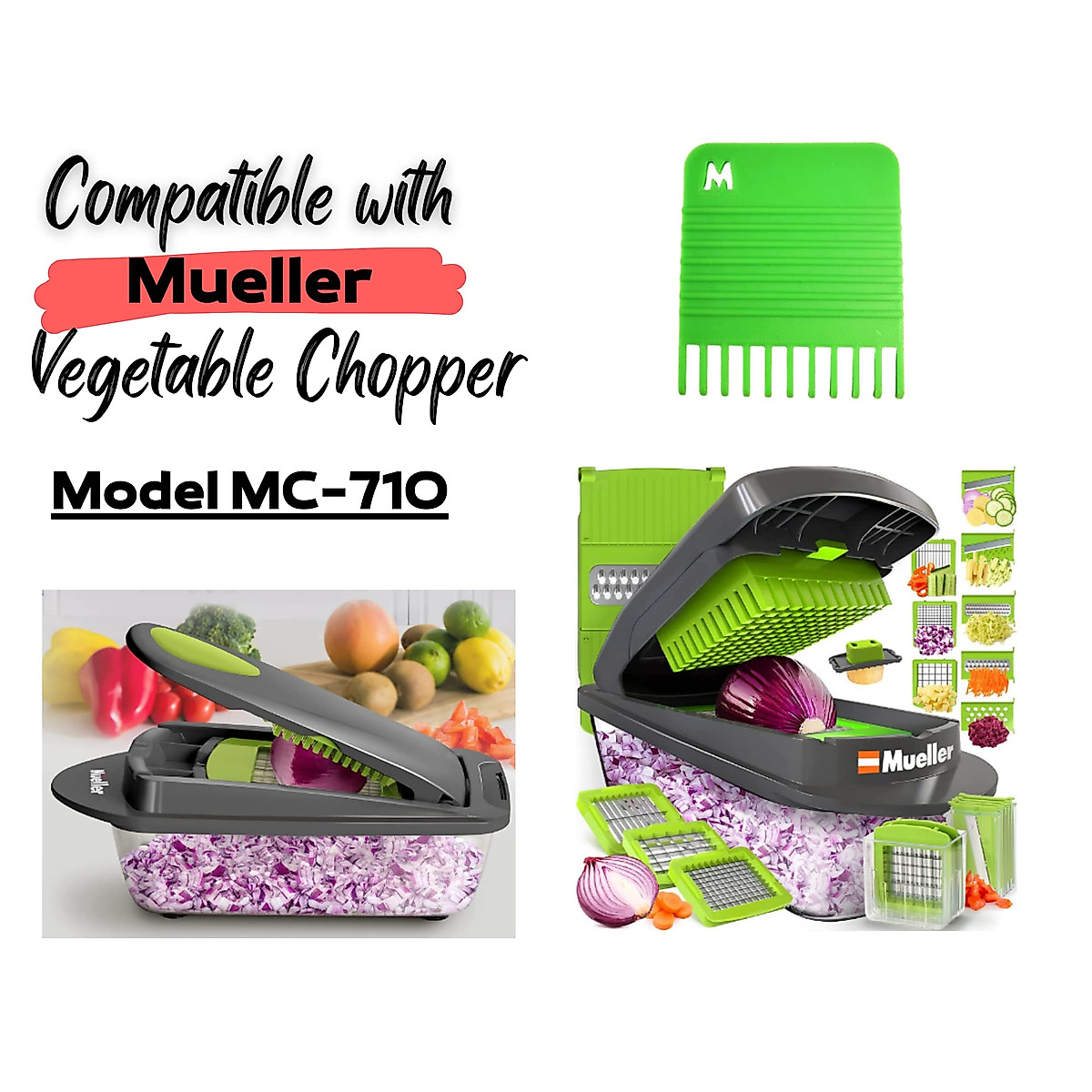 Vegetable Chopper Cleaning Tool 2 PACK - 3D Printed Cleaner Tool Rake for Mueller Vegetable Chopper