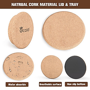 Qcold Glass Qtip Holder Dispenser with Cork Lid, Cotton Ball Swab Pad Rounds Holder Containers Bathroom Handmade Glass Canister Jars for Bathroom Restroom Vanity Countertop Decorations and Organizer