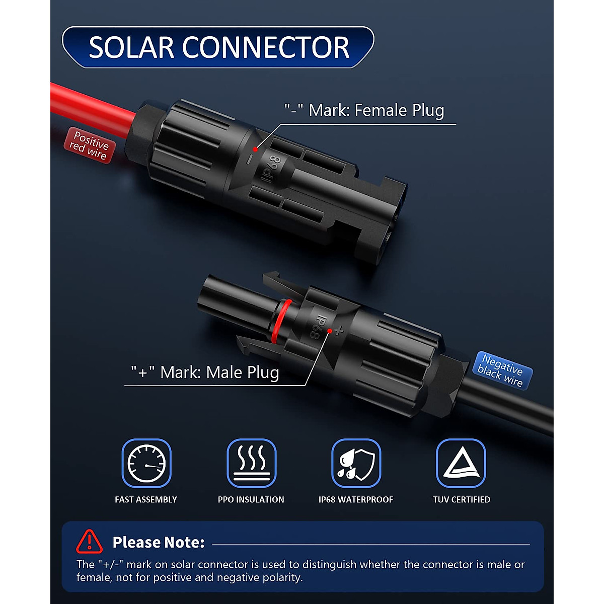 ELECTOP 4-in-1 Solar Panel Connector Extension Cable Splitter, Compatible with Anderson Connector DC 8mm 5.5mm Adapter Power Plug XT60 Female Connector Charger Solar Connectors Parallel Adapter Cable
