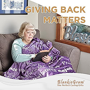 BlankieGram Christian Blanket - “Faith” Plush Throw Blanket - Inspired Gifts Ideas for The Entire Family, Comfort Gifts, Purple