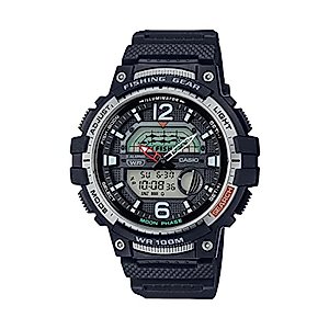 Casio Men's Fishing Timer Quartz Watch with Resin Strap, Black, 24.1 (Model: WSC-1250H-1AVCF)