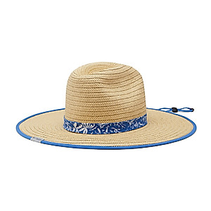 Columbia Unisex PFG BAHA Straw Hat, Vivid Blue Kona Print, Small/Medium