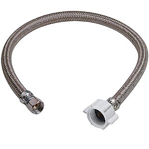 EZ-Fluid 12“ Toilet Water Supply Connector, Braided Stainless Steel - 3/8“ Female Compression Thread x 7/8” Female Ballcock Thread 12-Inch Toilet Water Connectors Hose (1-PACK)