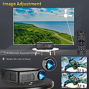 [-$151] 1080P Projector with WiFi Bluetooth, HD Outdoor Movie Projector Android OS 7500Lm Home Theater Support 4D Keystone/Zoom/200” Display Compatible with Phone/PC/Fire Stick/DVD/PS5/HDMI/USB