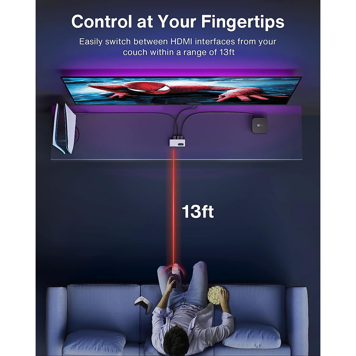 8K HDMI 2.1 Switch iVANKY Bi-Directional 2 in 1 Out HDMI Switch with Remote, 4K@120Hz 8K@60Hz HDMI Switcher 1 in 2 Out (1 Display at a Time) 48Gbps for PS5/PS4, Xbox, Roku, Apple TV, Fire Stick