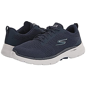 Skechers Women's GO Walk 6-Bold Vision Sneaker, Navy/White, 6